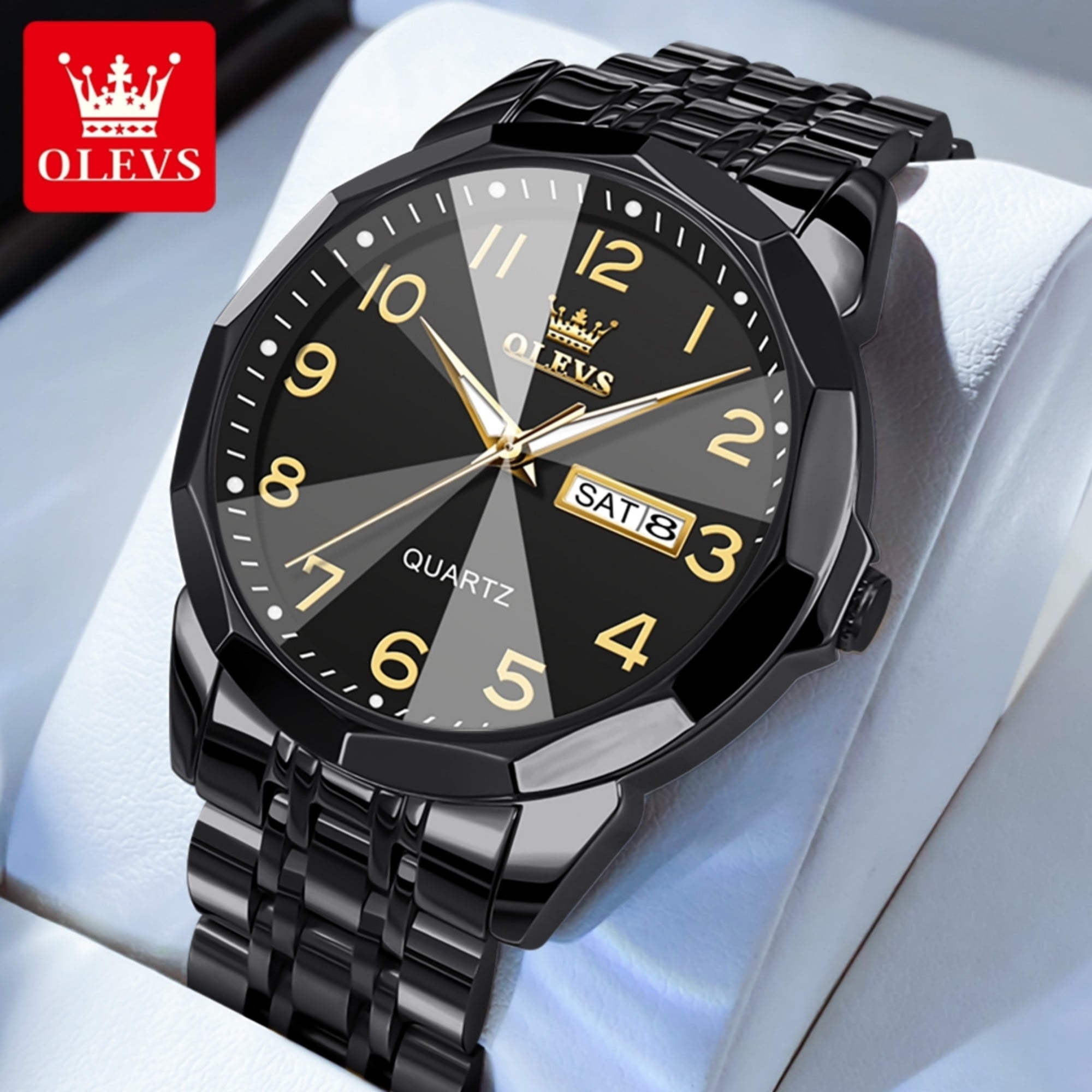 Click here for Olevs Black Watch For Men Diamond Luxury Casual St... prices