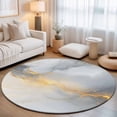 Abstract Marble Texture Area Rug, Grey Gradient Gold Crack Art Non-Slip ...