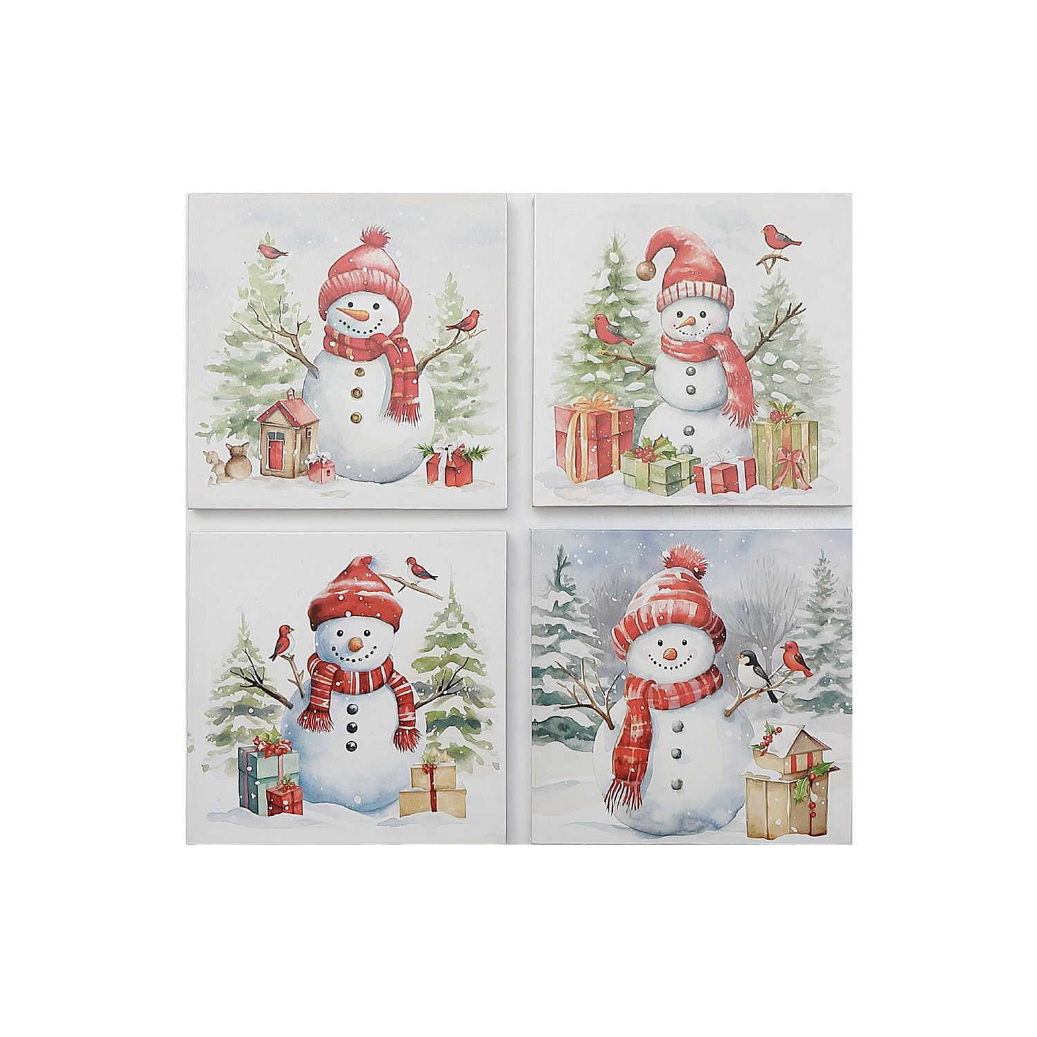 Click here for Ih Casadécor Canvas Wall Art Snowman - Set Of 4 10... prices