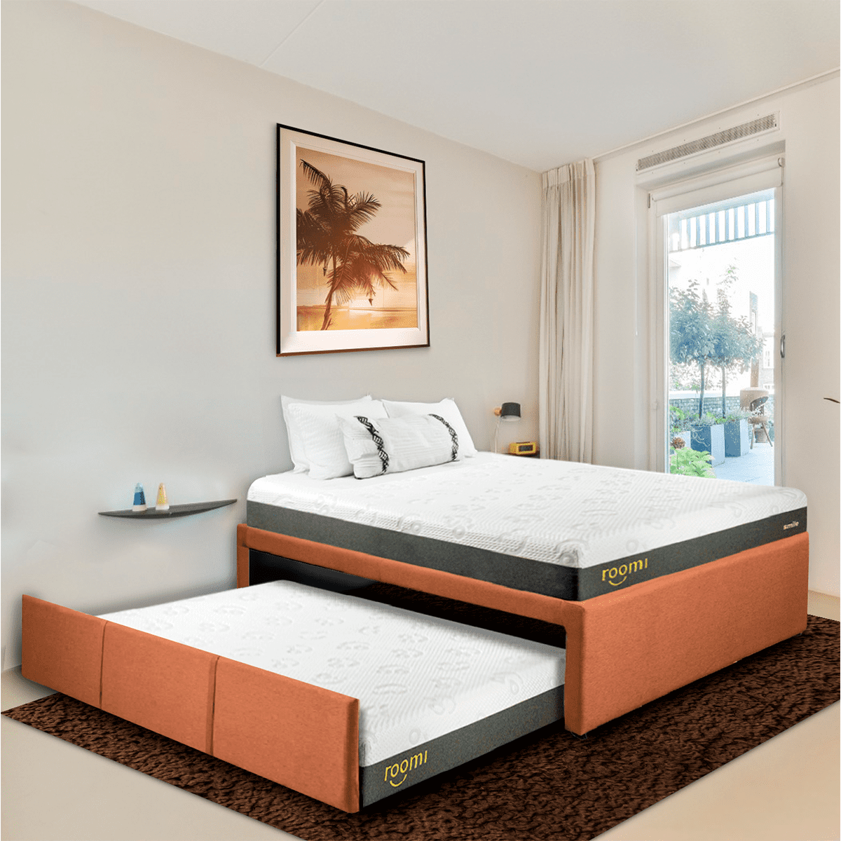 Cama doble Matrimonial Roomi Anaranjada + 2 Colchones Smile | Walmart ...