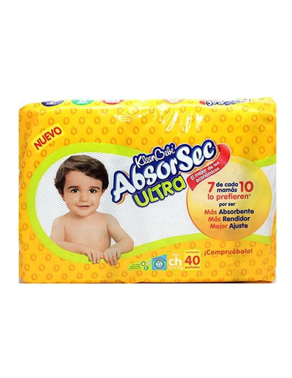 Pack de 4 Pañal Kleen Bebé Absorsec Nuevo Ch de 40pzs Kleen Bebé ...