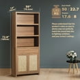 ARKANTOS Rattan 5 Shelf Bookcase with Doors Adjustable Shelf and ...