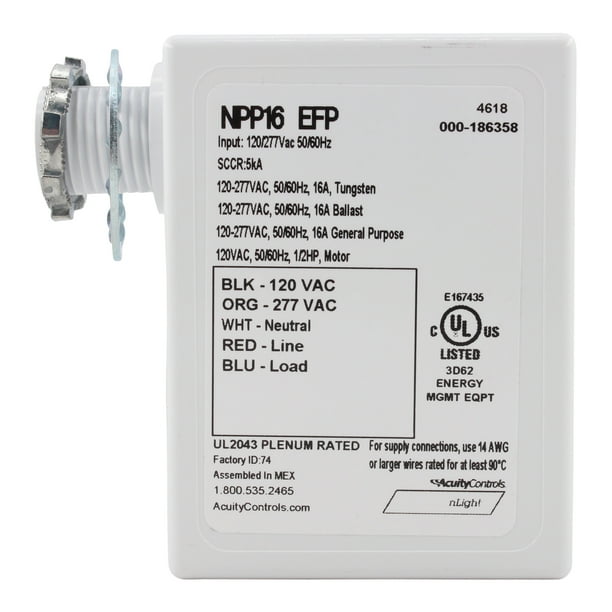 Sensor Switch NPP16-EFP nLIGHT Sensor Relay Power Pack, Plenum, 16A ...