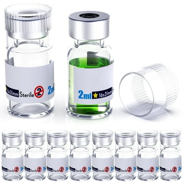 100ml Sterile Clear Injection Vial 5 Pack with Metallic Green Aluminum ...