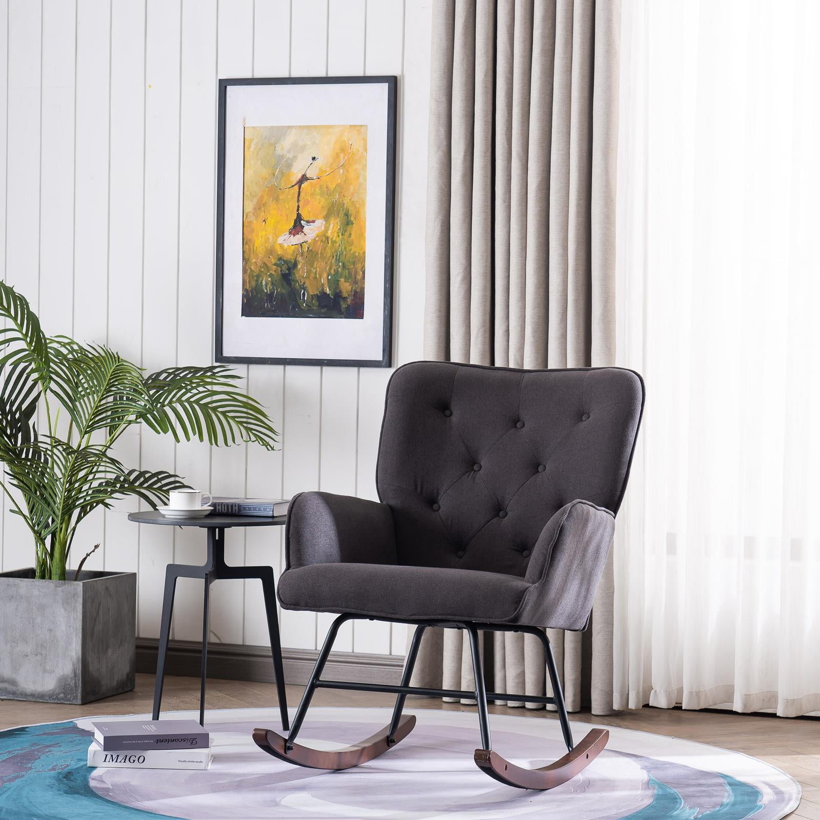 Zimtown Lounge Rocking Chair, Soft Padded Relax Chair with Sturdy ...