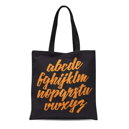 POGLIP Canvas Tote Bag Script Lettering Alphabet Cursive Comic Hand Ink ...