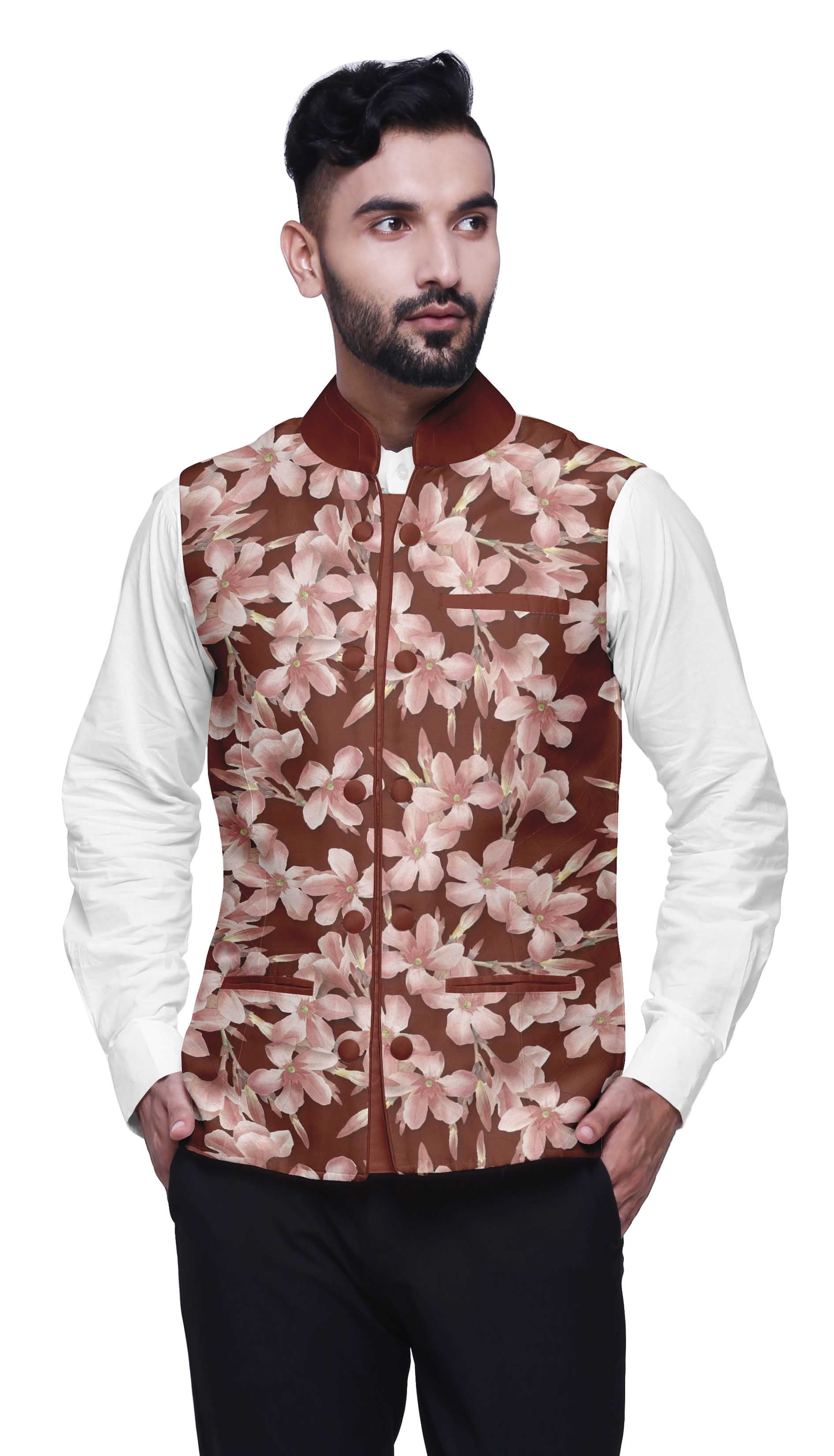 Atasi Flower Casual Jacket for Men Printed Nehru Jacket Mens Wedding ...