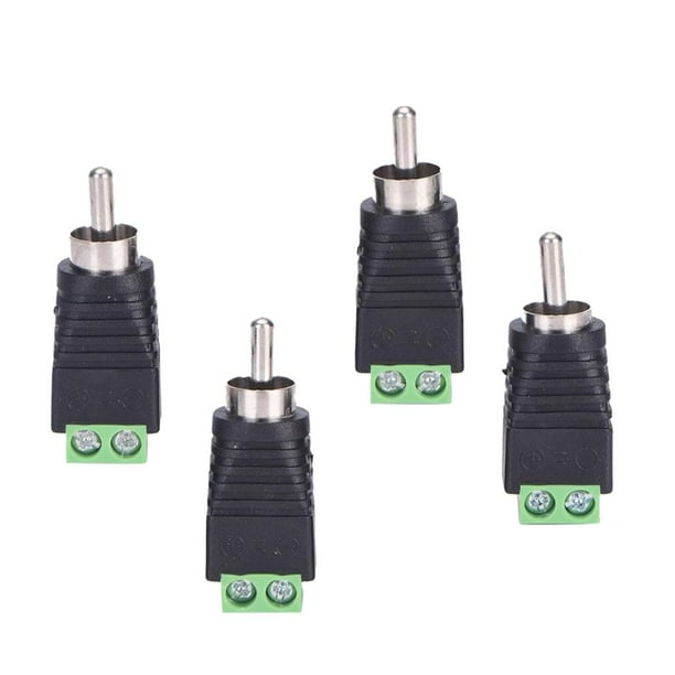 4 Pack RCA Cable Audio Adapter Phono RCA Male Plug to Terminal Speaker ...