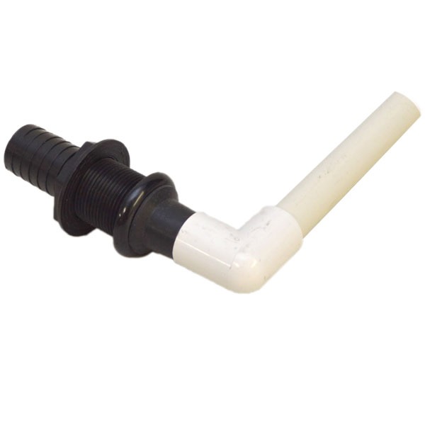 Custom 1 1/8" Inch Marine Plastic Thru Hull w/ 90 Degree Boat Overflow ...