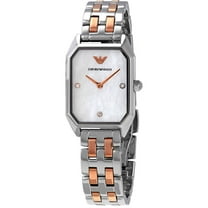 Emporio Armani Women's Retro Mother of Pearl Crystal Stainless Steel ...