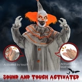 HOMCOM 6' Orange Haired Clown Outdoor Halloween Decoration, Sound ...