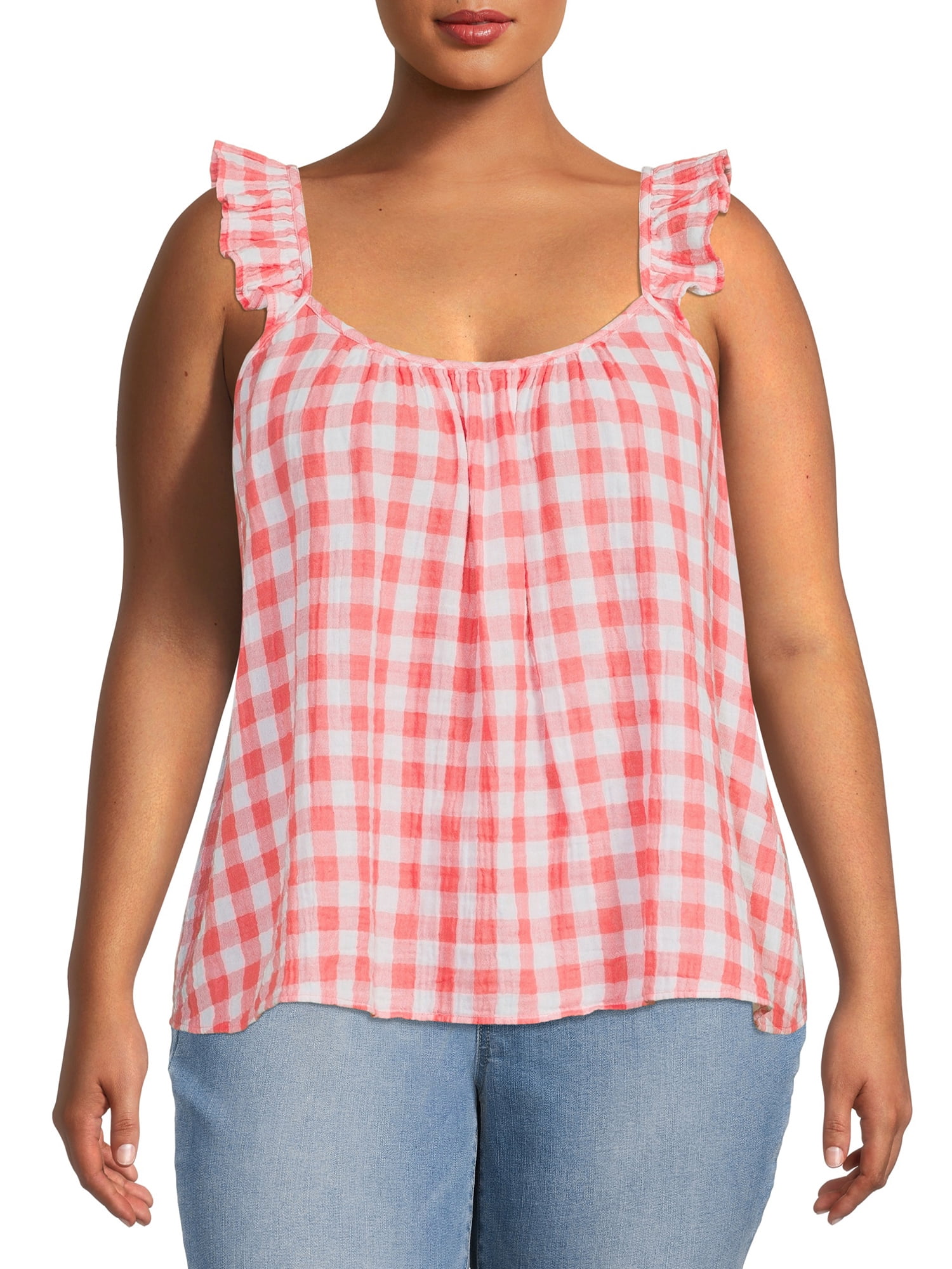 Terra & Sky Women's Plus Size Ruffle Strap Tank Top - Walmart.com