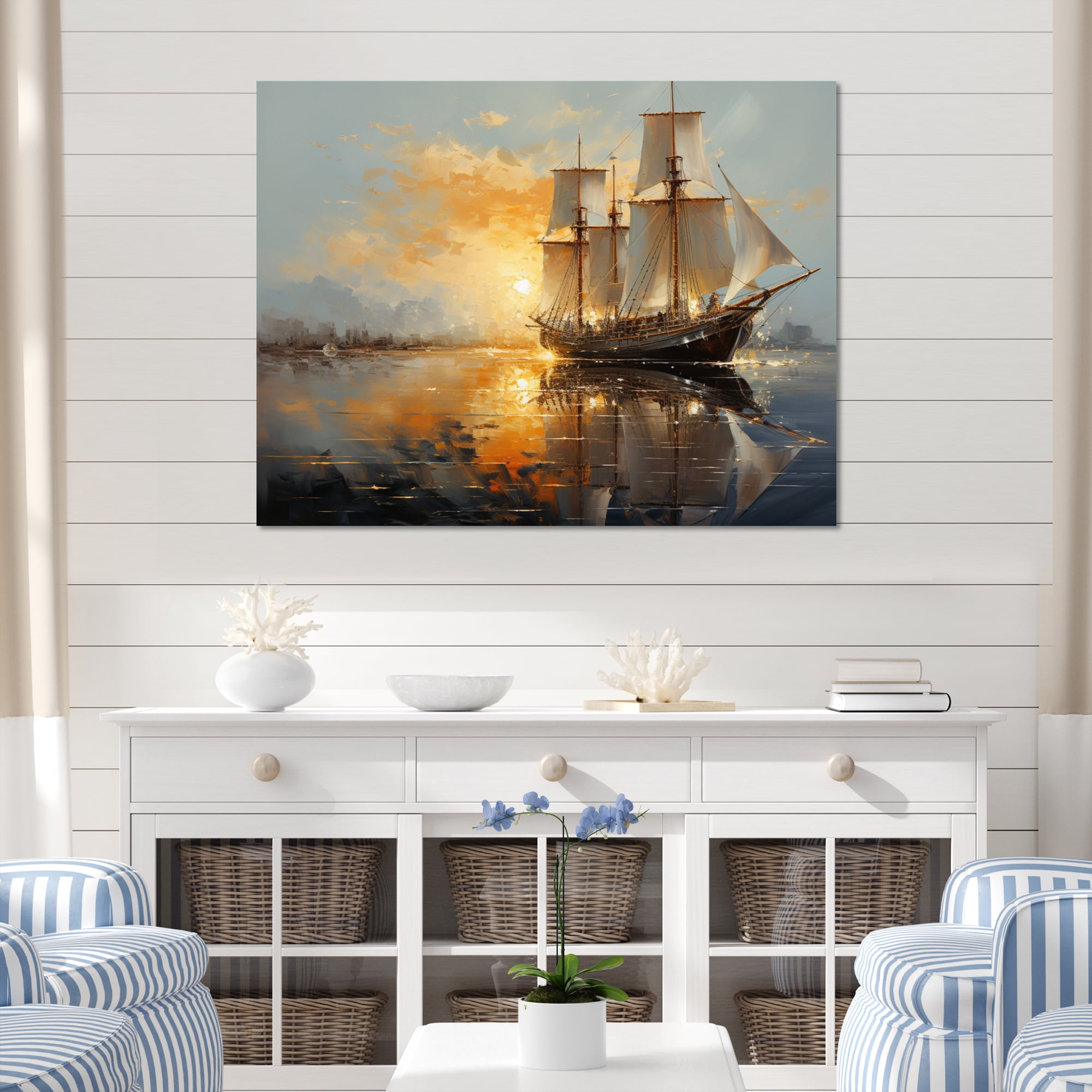 Click here for Designart Boat Sailing Wall Art Decor  Boat Sailin... prices