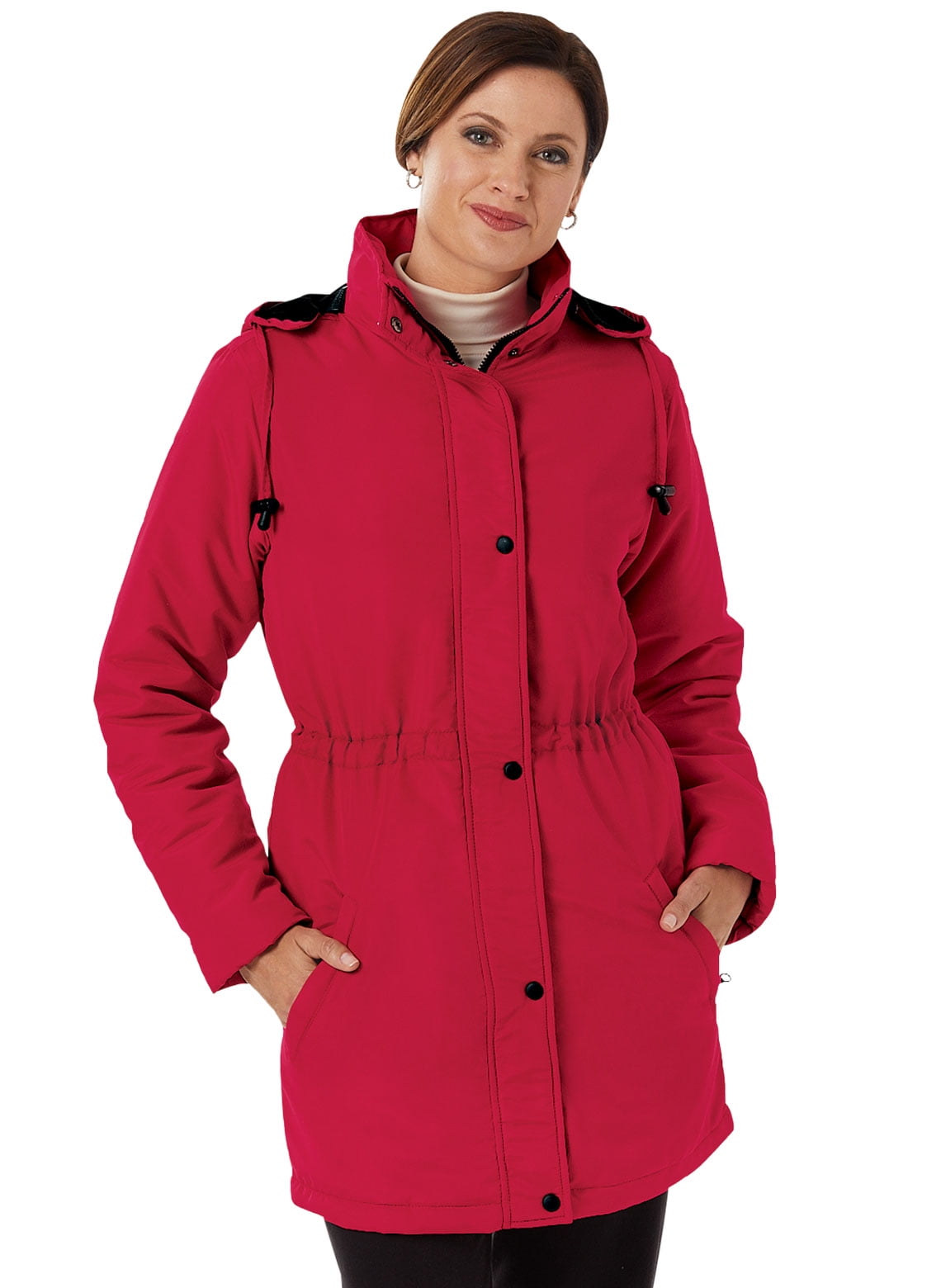 Women's Anorak Jacket Weather Resistant with Zip Up Snap Up Front and ...