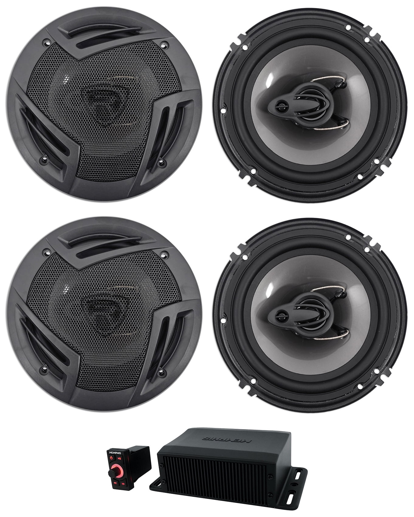 Memphis Hidden Hide Away Classic Car Stereo Receiver+(4) 6.5 inches 3 ...