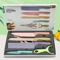 6 Pieces Kitchen Knife Set, Stainless Steel Knife Set with Colorful ...
