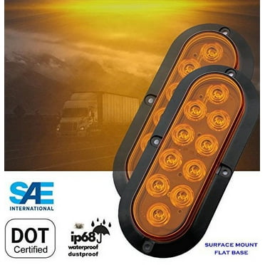 Pair ( 2 Pieces ) LED 6" Oval Red Brake Stop Turn Tail Marker Signal ...