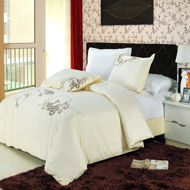 Soft 100 Cotton 3 Piece Duvet Cover Set Embroidered King California