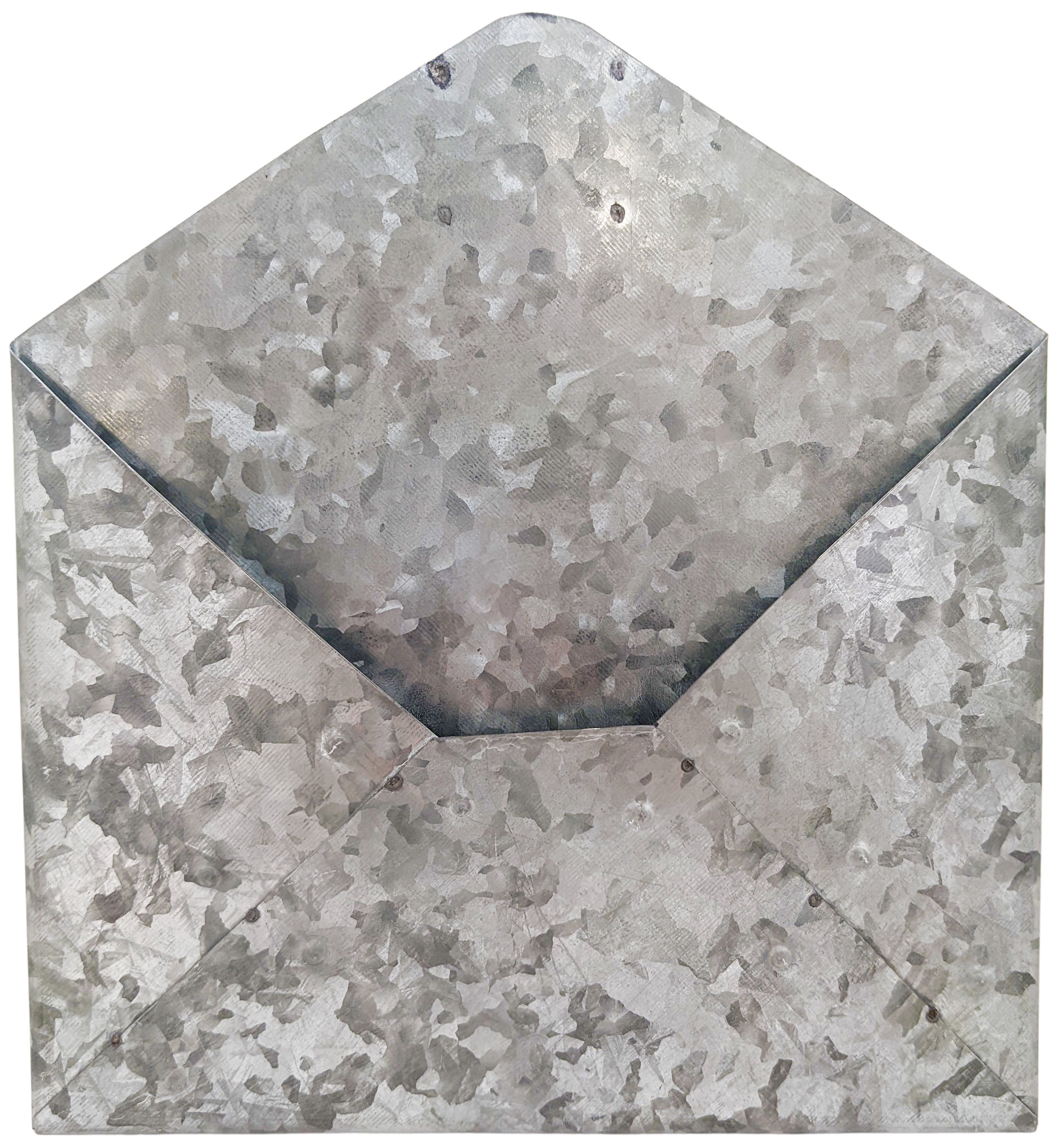 Galvanized Metal Hanging Envelope Shaped Mail Holder Wall File - Rustic ...