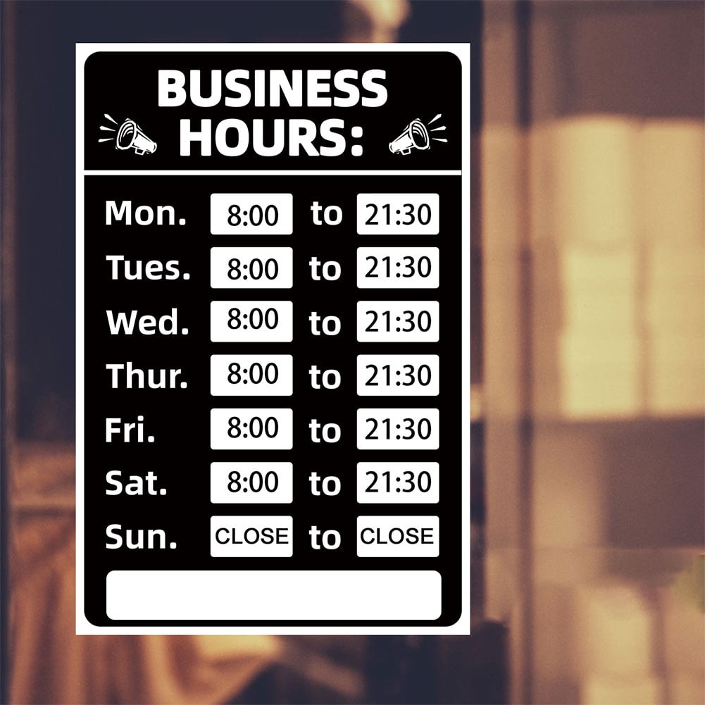 Señal de horario comercial Señales de horas de operación para ventana ...