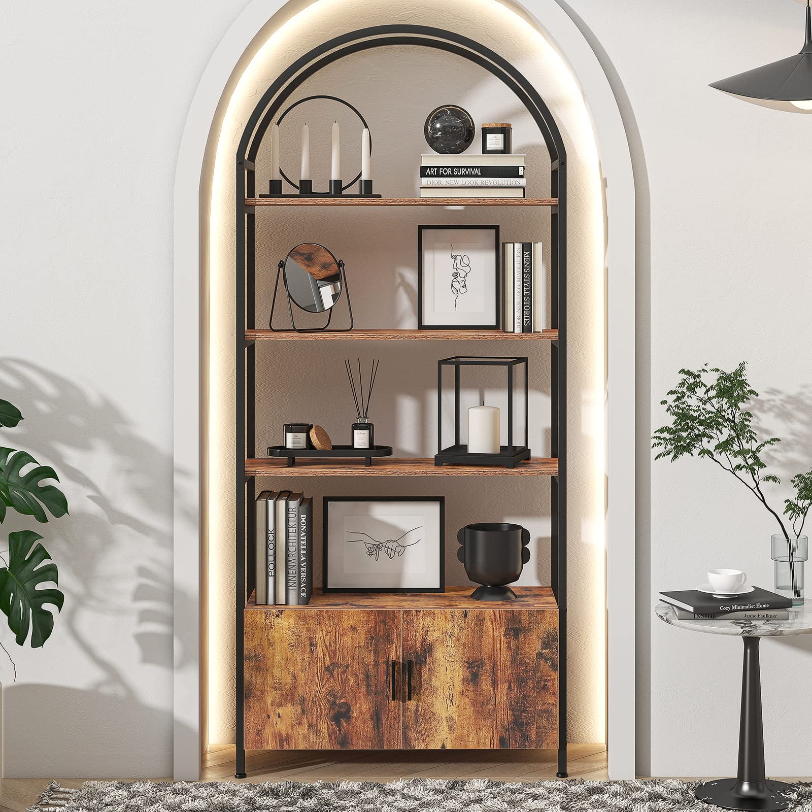 Click here for Jehiatek Arched Bookshelf  Bookcase With Doors Sto... prices