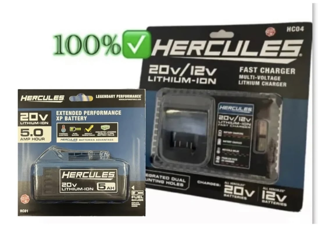 Hercules Kit 20V/12V Lithium-Ion Fast Battery Charging and Hercules 20V 5 Ah High-Capacity ...