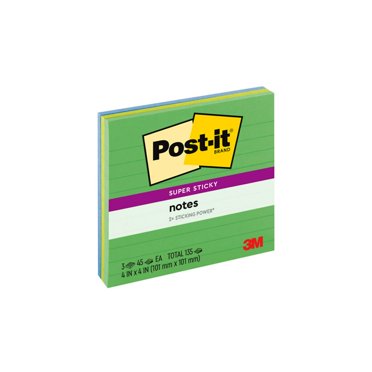Post-it Super Sticky Lined Notes, Canary Yellow, 4 in. x 6 in., 45 ...