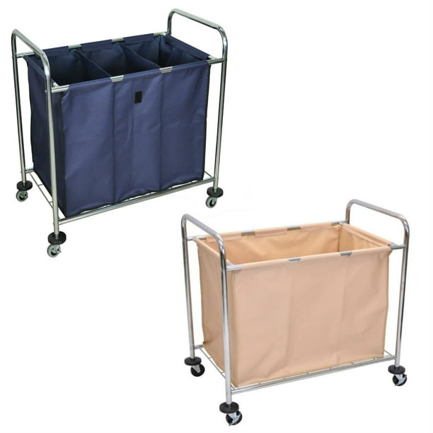 Luxor Laundry Cart with Chrome Plated Steel Frame and Heavy Duty Canvas ...