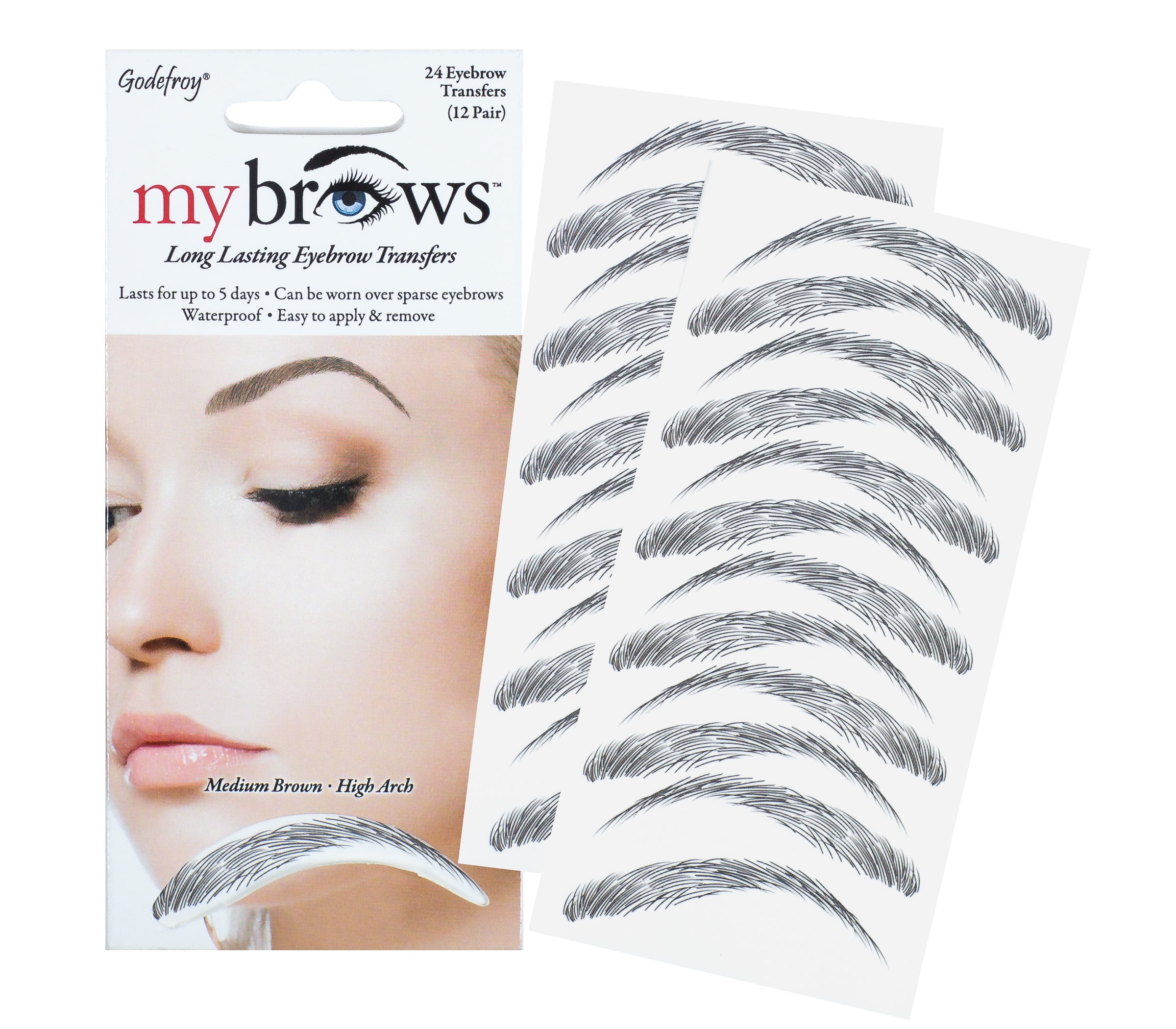 Godefroy My Brows Temporay Eyebrow Transfers High Arch Medium Brown