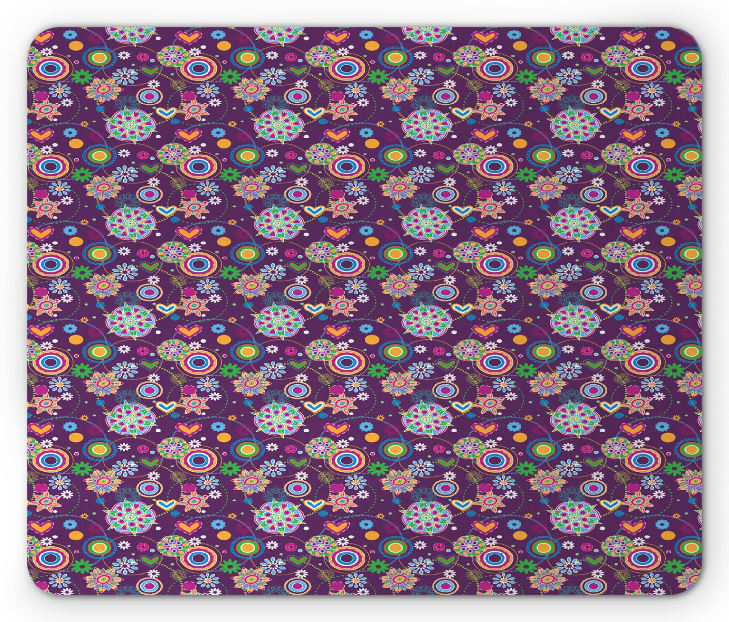 Hippie Mouse Pad, Sixties Style Illustration with Peace and Love Themes ...