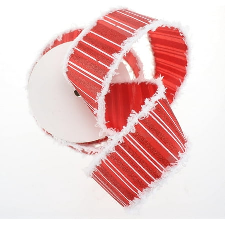 Red Christmas Ribbon Wired 2.5 Inch Red and White Christmas Tree Ribbon ...