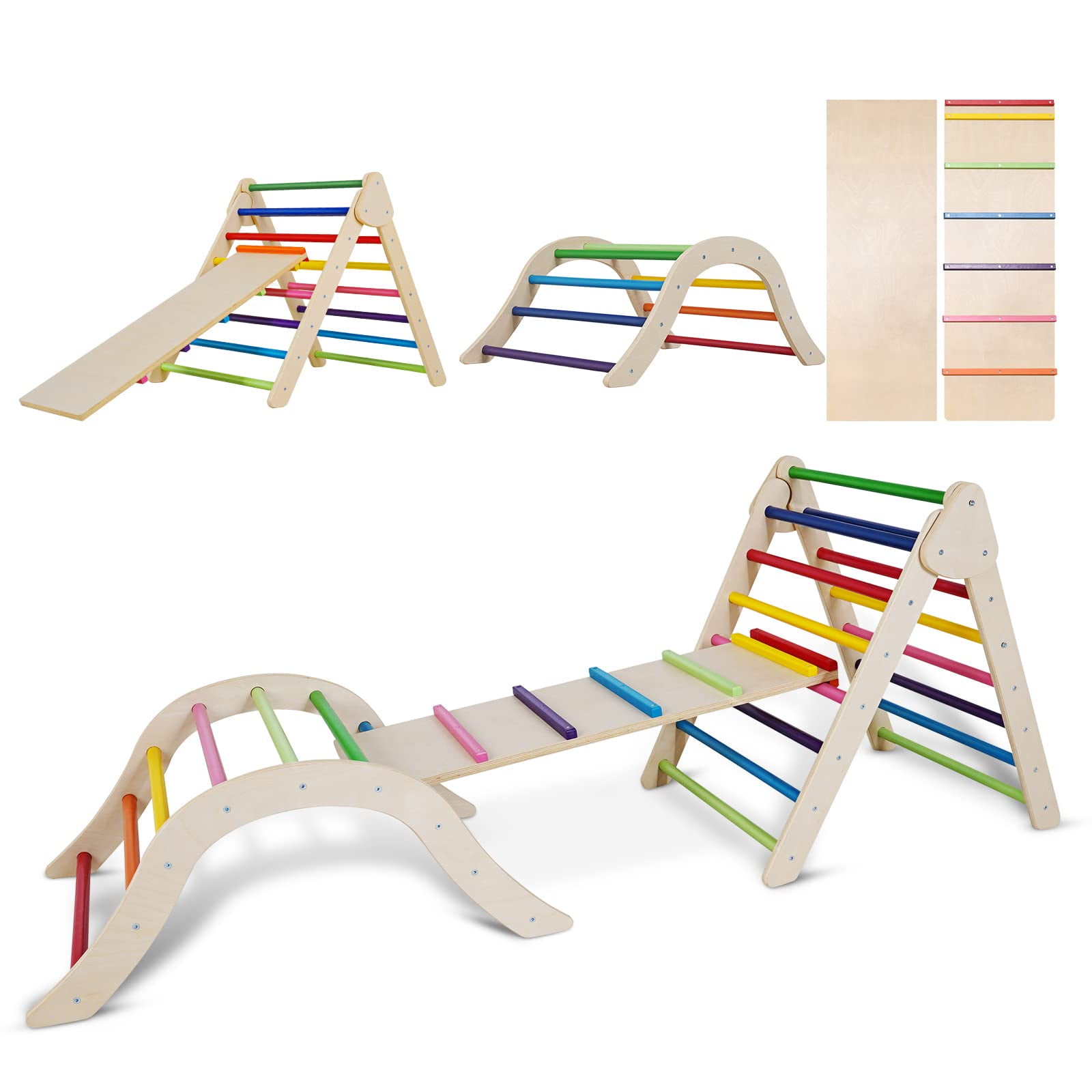 Buy 3 in 1 Foldable Triangle Ladder,pikler Triangle Climber with ramp,Climbing Toys for Toddlers ...