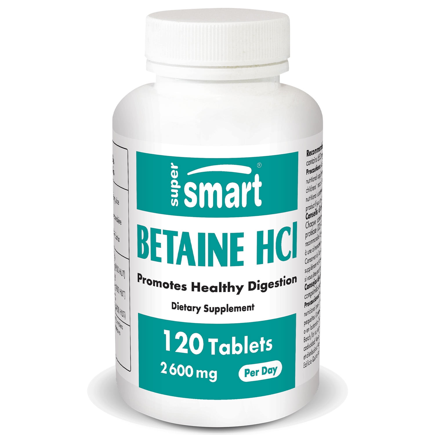 Buy Supersmart - Betaine HCI 2600 mg per Day Hydrochloride - Digestive ...