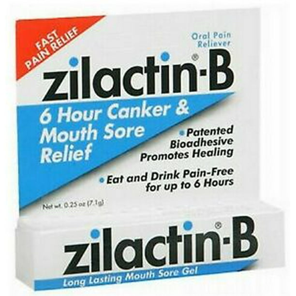 Zilactin-B MOUTH Sore Gel Canker Sores 0.25oz ( BLUE ) **** - Walmart.com