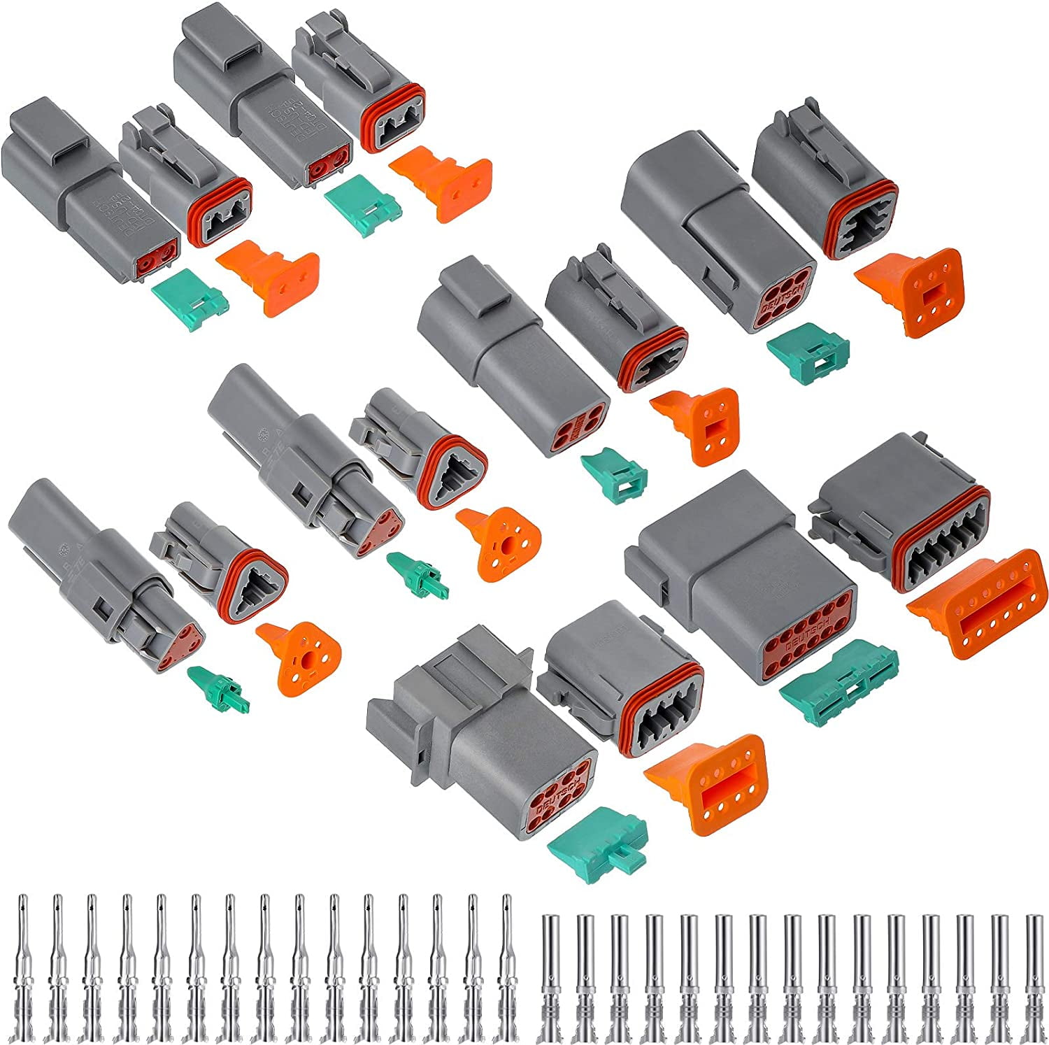 8 Sets Pin Wire Connector Gray Waterproof Electrical Wire Connectors 2 ...