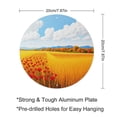 Poppy Field Mountain Landscape7.9x7.9in Round Aluminum Plaque Wall Art ...