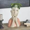 DecMode 10" x 17" Bust Beige Resin Woman Planter with Succulent Crown ...