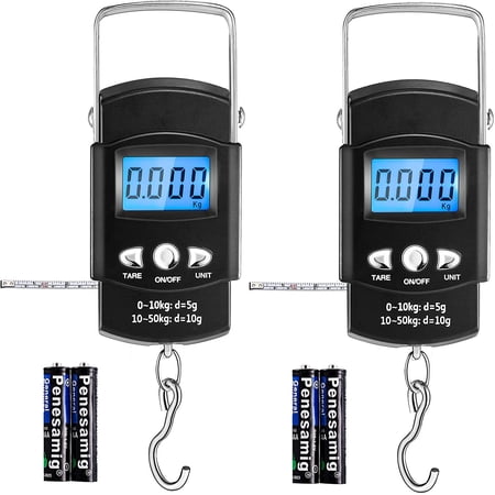 2 Pieces Fish Scale Hanging Scale Portable Dial Scale LCD Digital ...