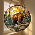 Bear stained glass pattern, forest scene DIY suncatcher template for ...