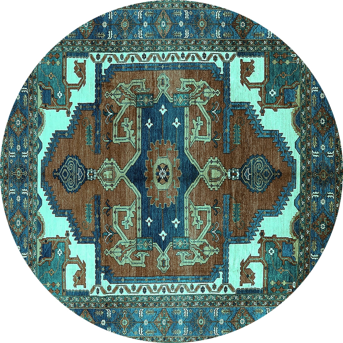 Ahgly Company Indoor Round Persian Turquoise Blue Traditional Area Rugs ...