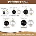 100Pcs 5 Styles 2 Colors Plastic Imitation Pearl Pendants Round with ...