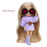 Barbie Extra Minis Fashion Doll #4, Blonde Hair, Stylish Purple Dress ...