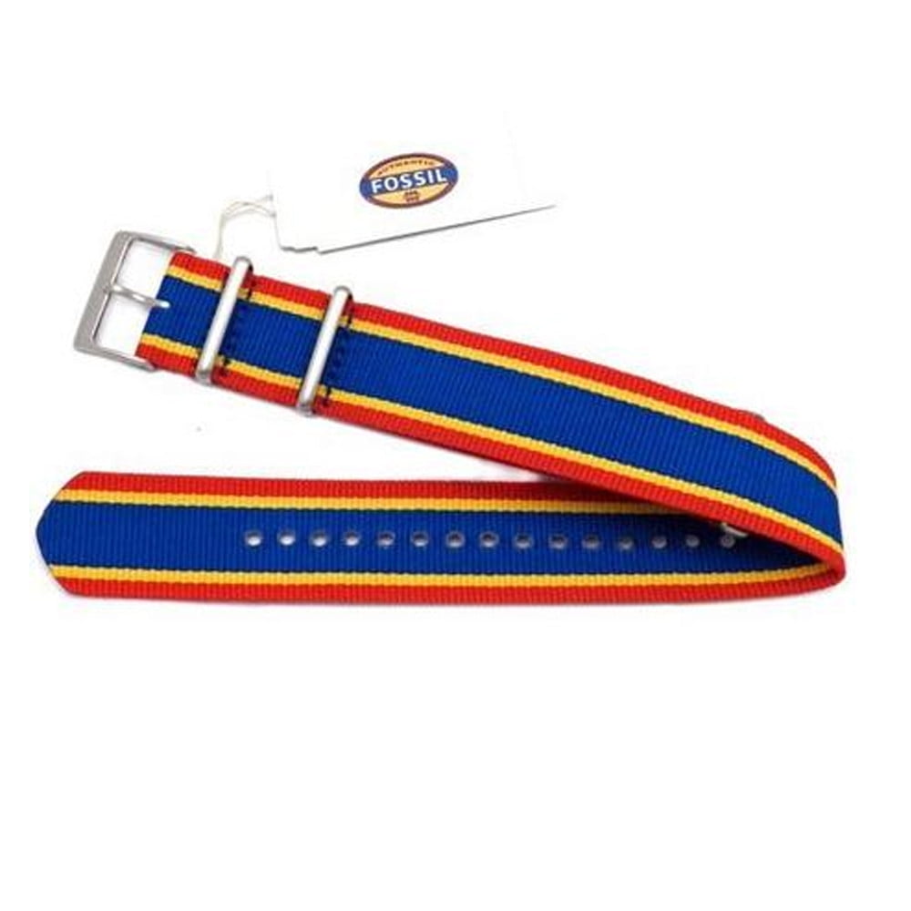 Genuine Fossil Nylon 22mm Multi Colored Stripes One Piece Watch Strap ...