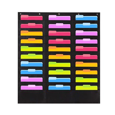 Buddy Products 4-Pocket Wall File with Supplies Organizer, Black ...