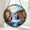 Forest Waterfall Stained Glass Style Window Suncatcher - Walmart.com
