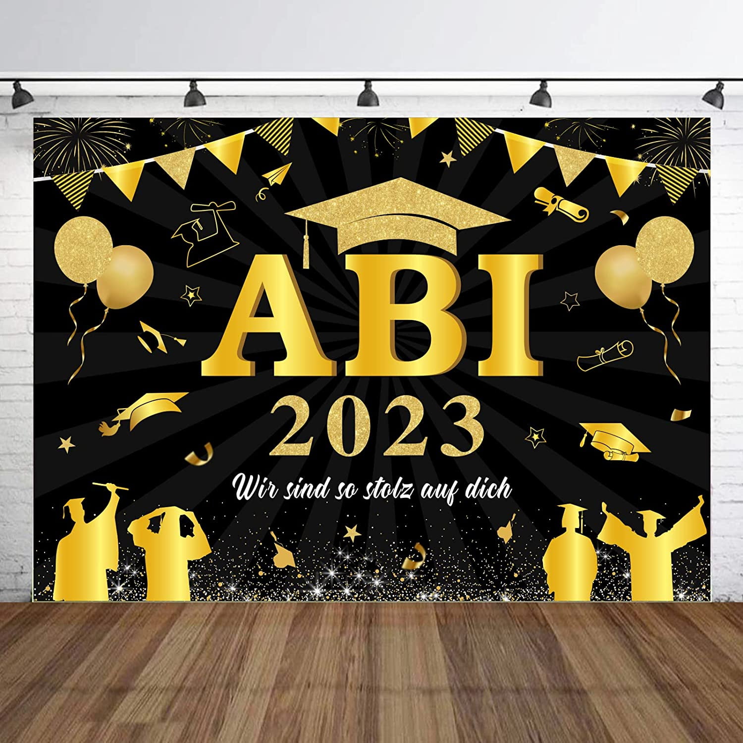Abi 2023 Decorations 83*59inches Abi 2023 Backdrop Banner Black Gold ...