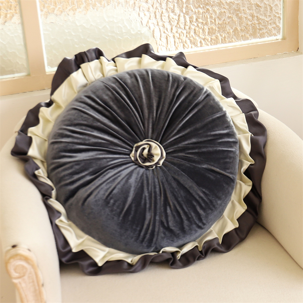 Ruffles Decor Velvet Throw Pillow, Soft Decorative Luxurious Solid ...
