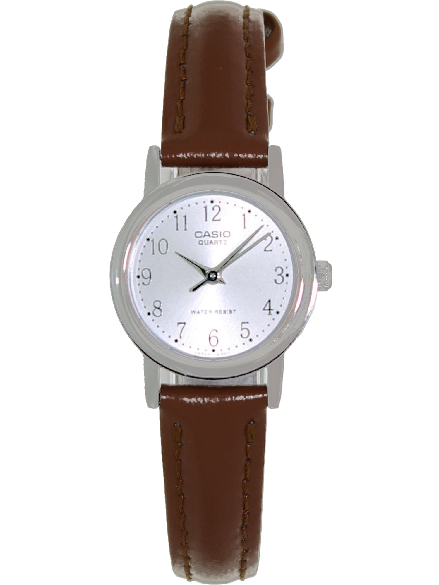 Casio - Women's Core LTP1095E-7B Silver Leather Quartz Fashion Watch ...