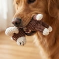 Brown Ram Squeaky Plush Dog Toy Interactive Chewable Pet Toy with Built ...
