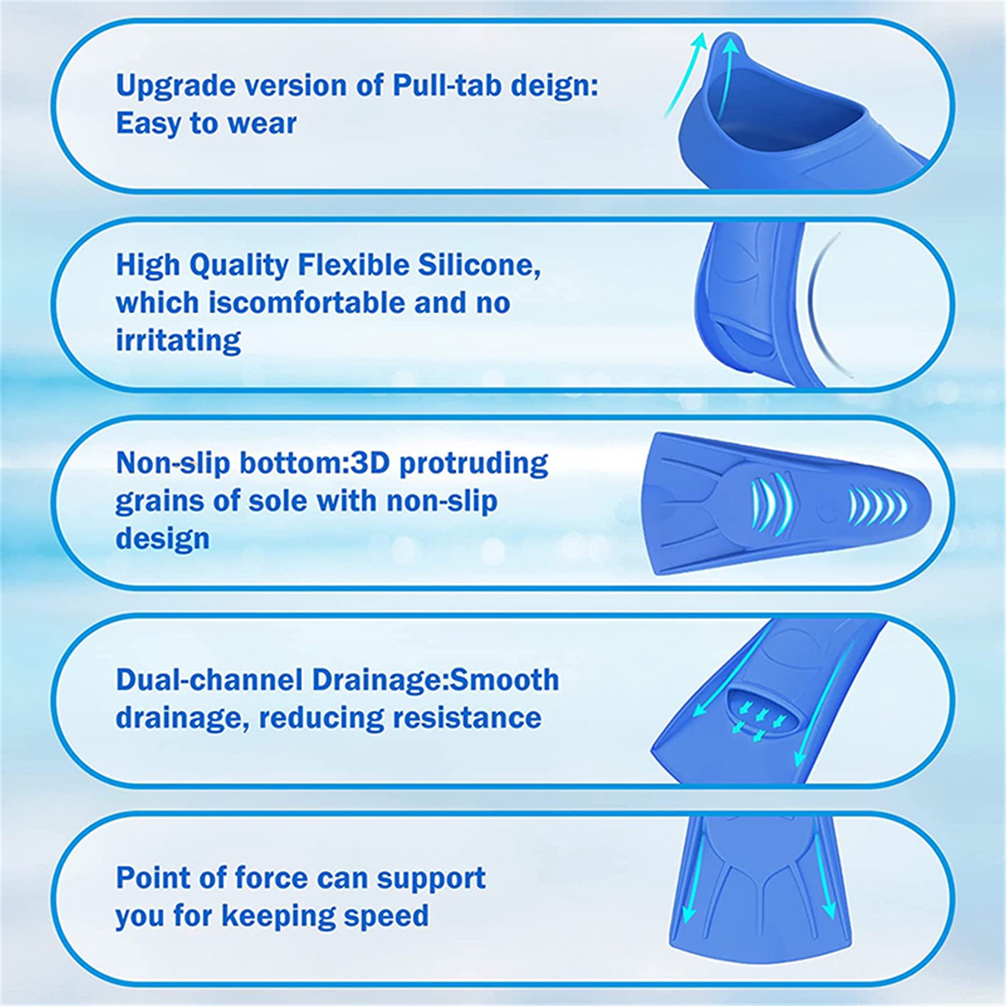 Buy Elbourn Kids Swim Fins Swim Flippers for Lap Swimming for Training ...